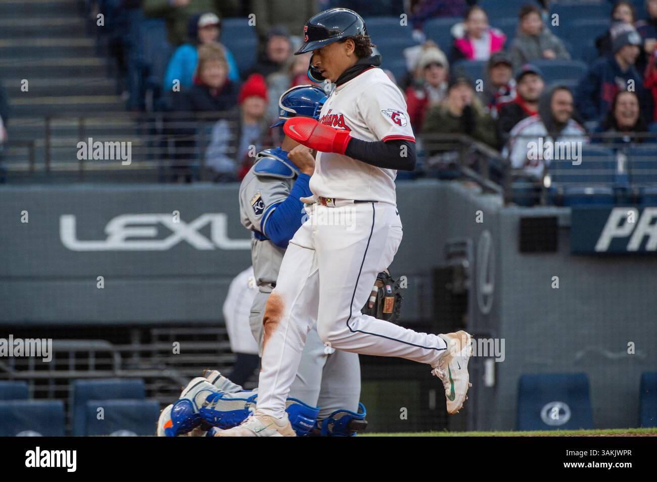 Cleveland Guardians' Bo Naylor scores on a sacrifice fly by Jose ...