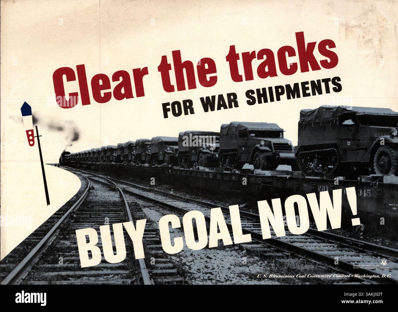 A promotional image urging the purchase of coal for wartime shipments ...