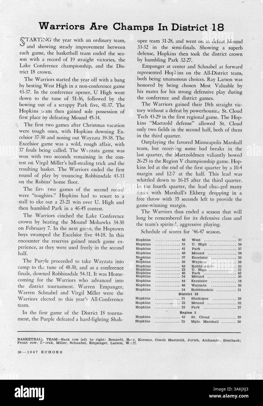 The 1947 'Echoes' yearbook from Hopkins High School highlights the ...