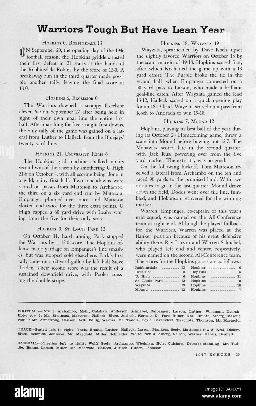 The 1947 'Echoes' yearbook from Hopkins High School highlights the ...