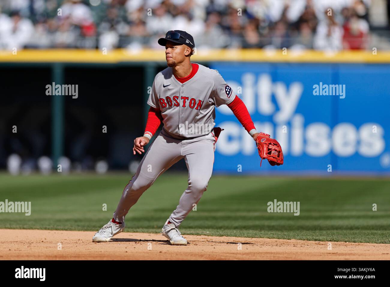 CHICAGO, IL - APRIL 12: Boston Red Sox second baseman Kristian Campbell ...