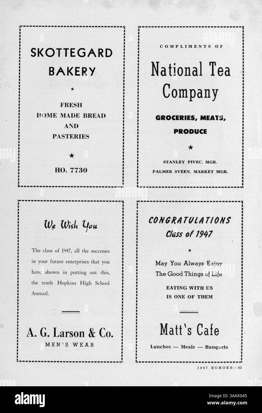 This 1947 'Echoes' yearbook from Hopkins High School offers a record of ...