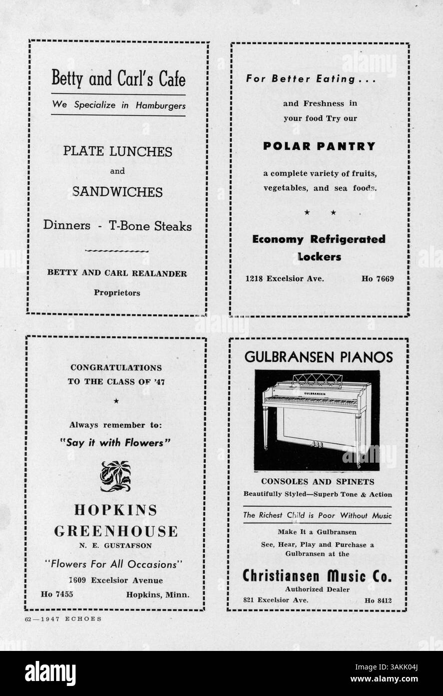 This 1947 'Echoes' yearbook from Hopkins High School features the ...