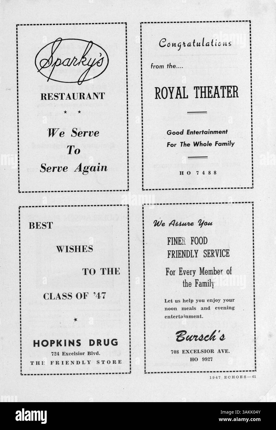 The 1947 'Echoes' yearbook from Hopkins High School reflects on the ...