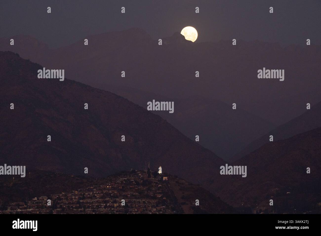 April 12, 2025, Santiago, Metropolitana, Chile: The full moon rises ...