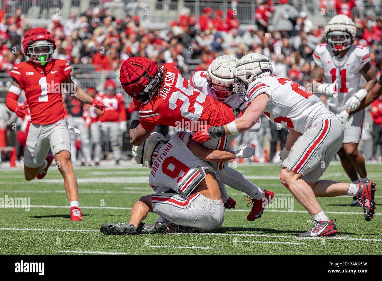 Columbus, Ohio, USA. 12th Apr, 2025. Ohio State Buckeyes running back ...