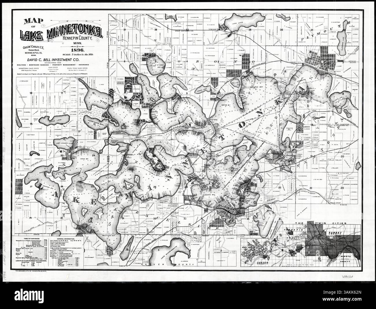 This map of Lake Minnetonka in Hennepin County shows depths, reefs ...