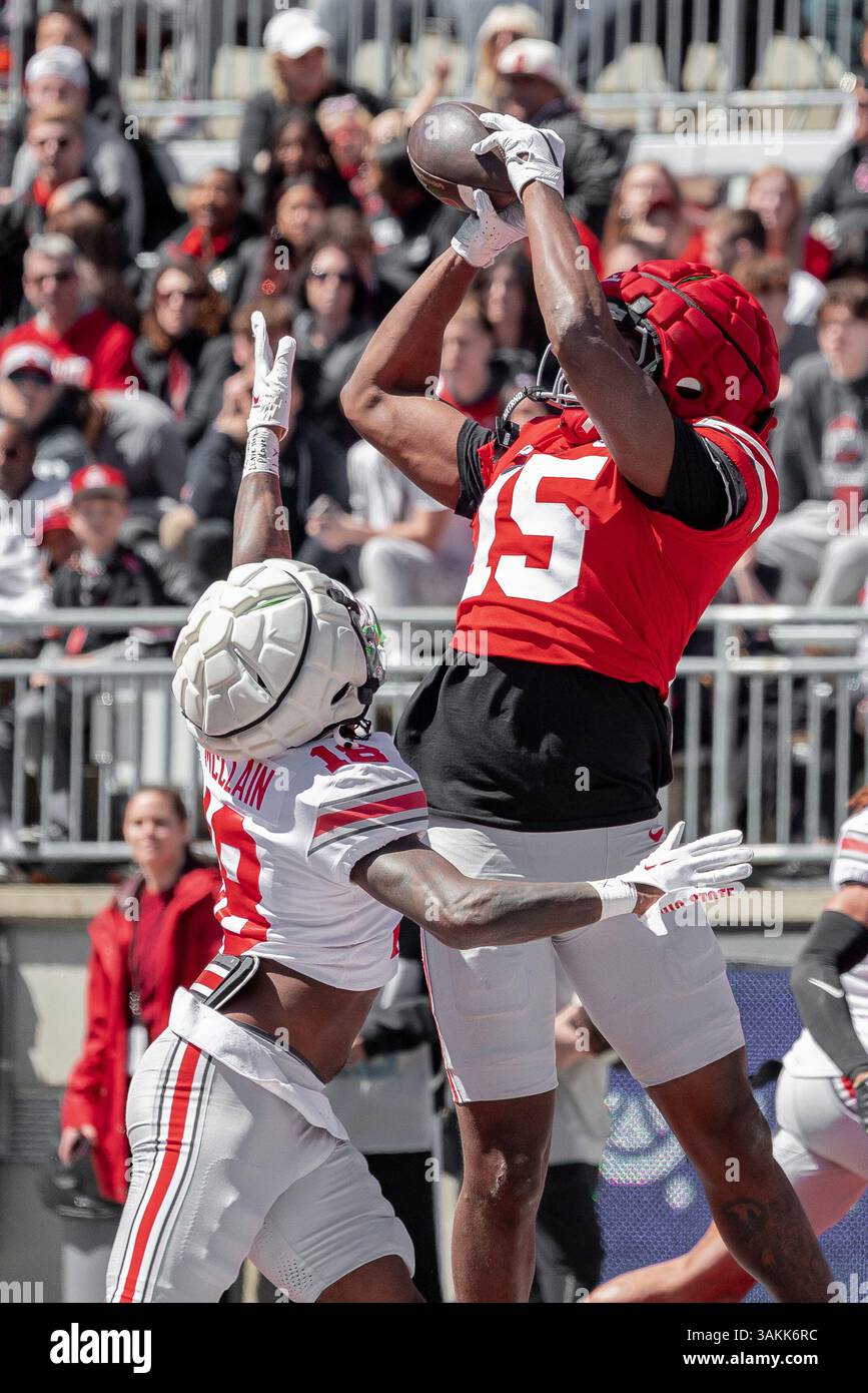 April 12, 2025, Columbus, Ohio, U.S: Ohio State Buckeyes tight end ...
