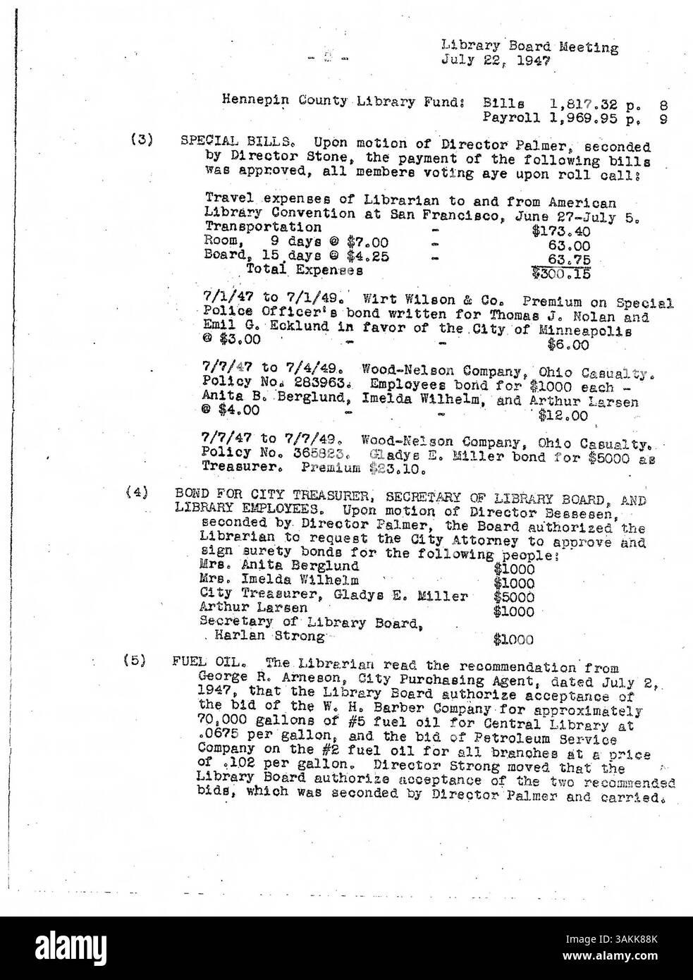 These meeting minutes from 1947 outline the discussions and resolutions ...