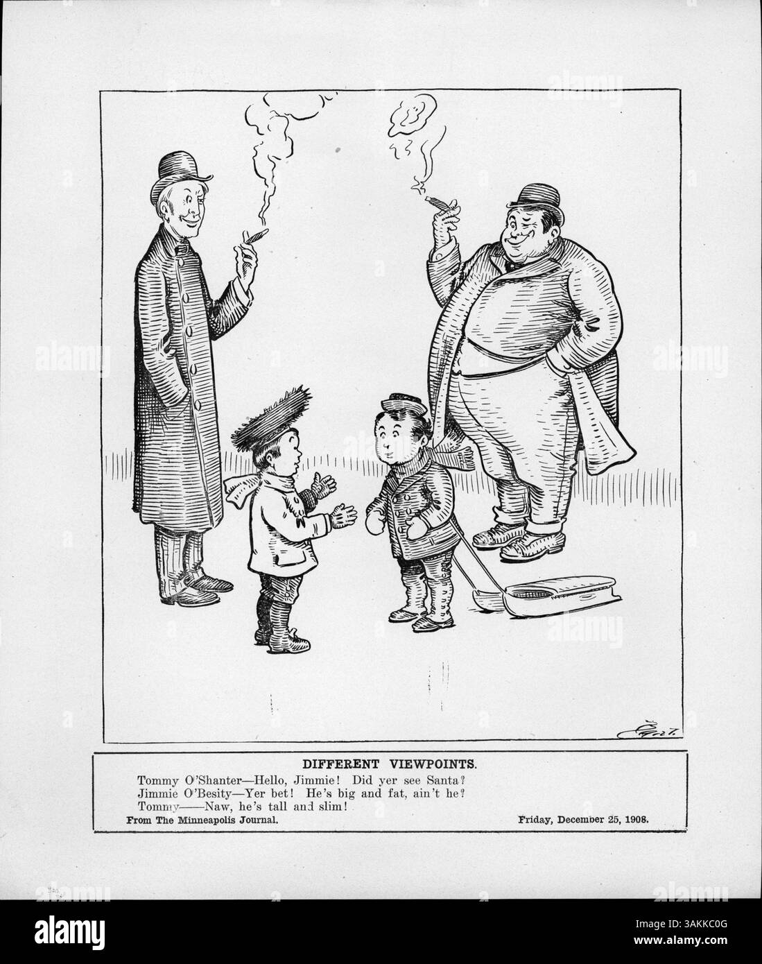 Two boys compare their versions of Santa, humorously drawing on their ...