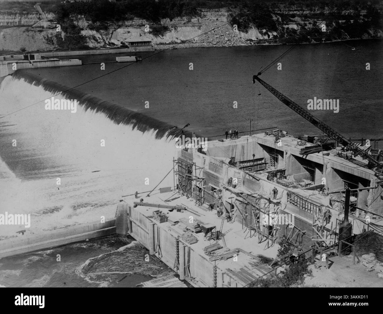 An image capturing the construction of the Ford power plant, with a ...