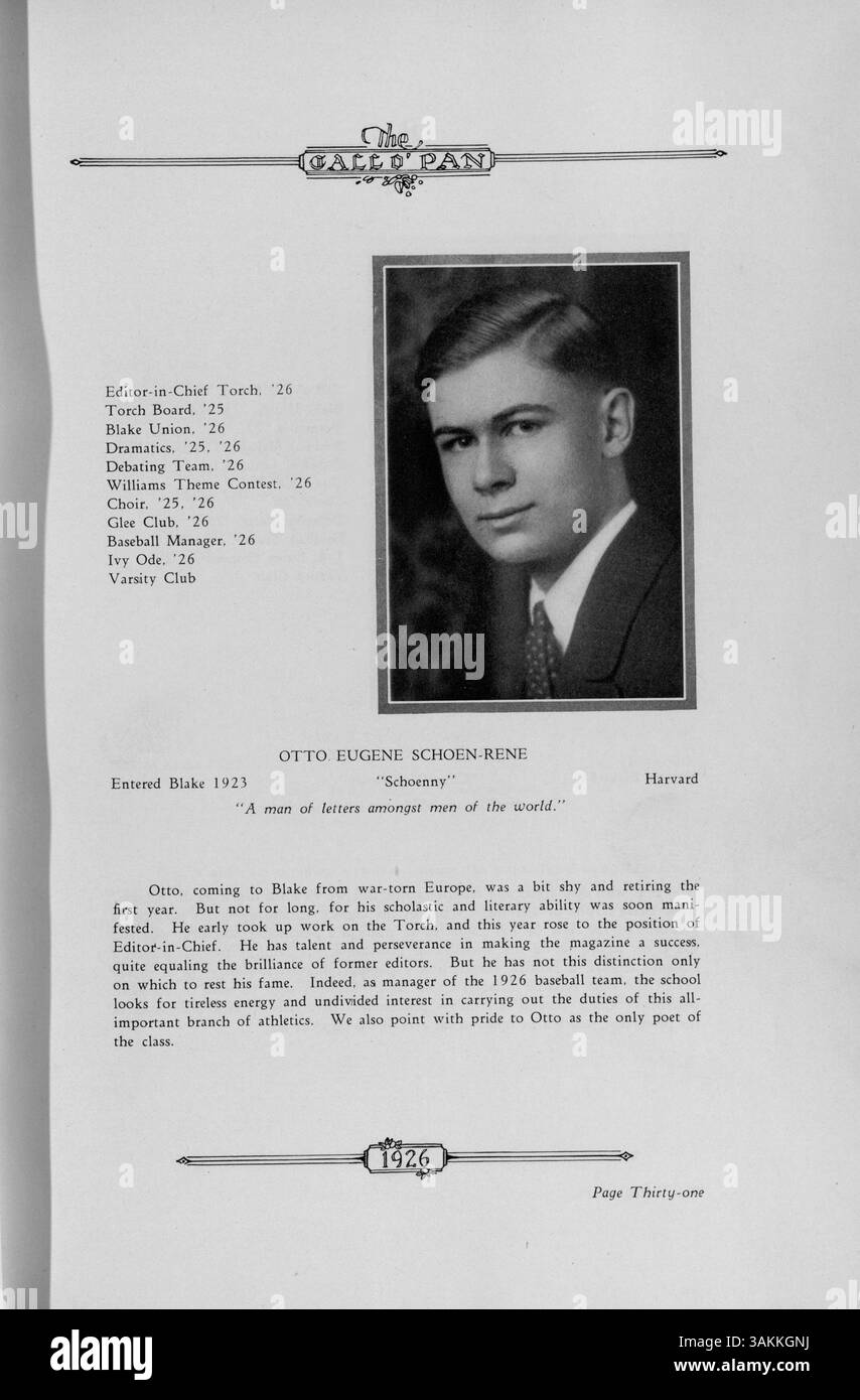 Blake School’s 1926 Call-O'-Pan Yearbook provides an overview of the 1925-1926 academic year ...