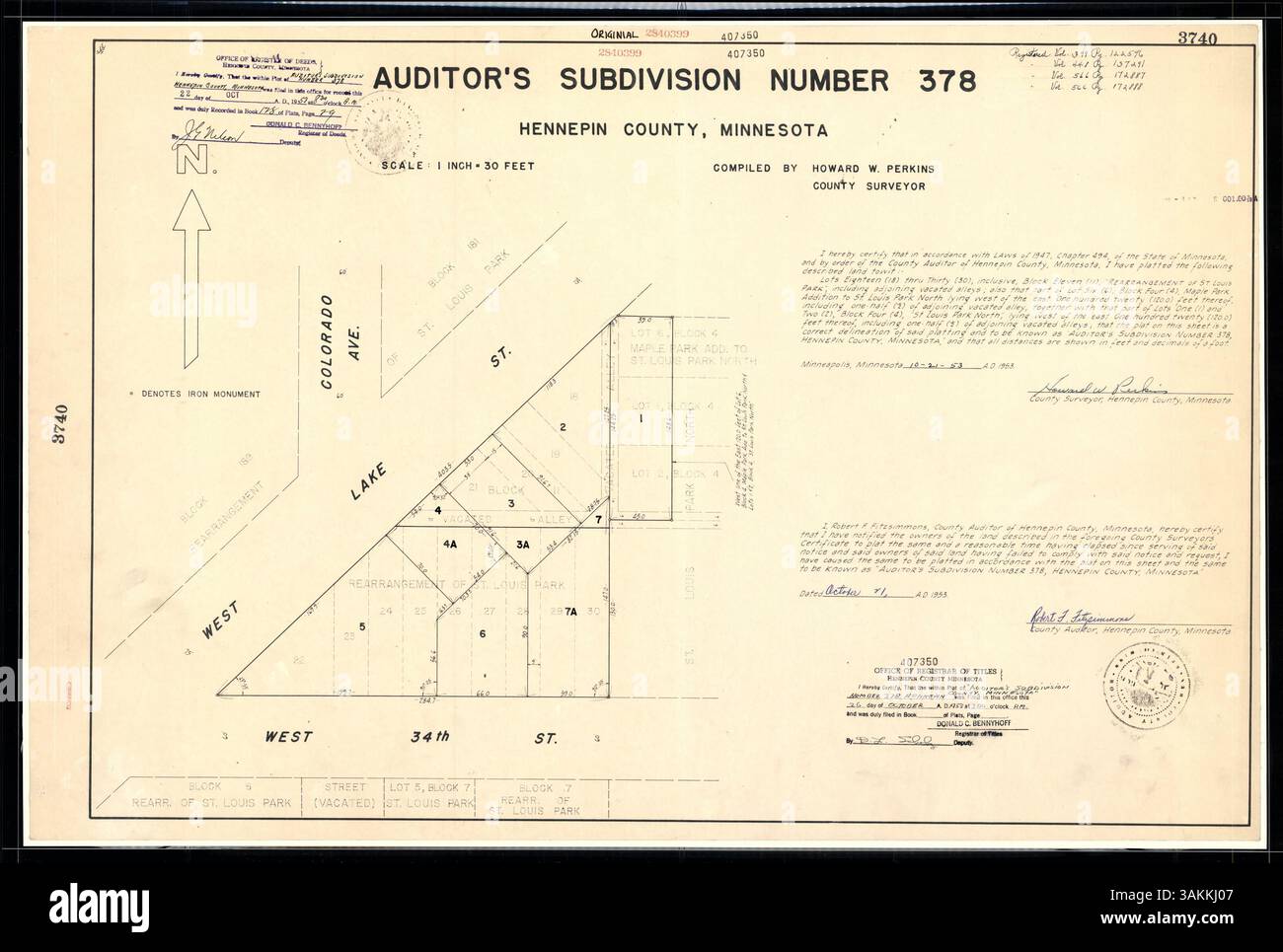 Map of Auditor's Subdivision Number 378, a specific land division in ...