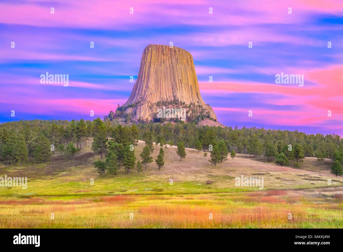 sunset over devils tower at devils tower national monument near hulett ...
