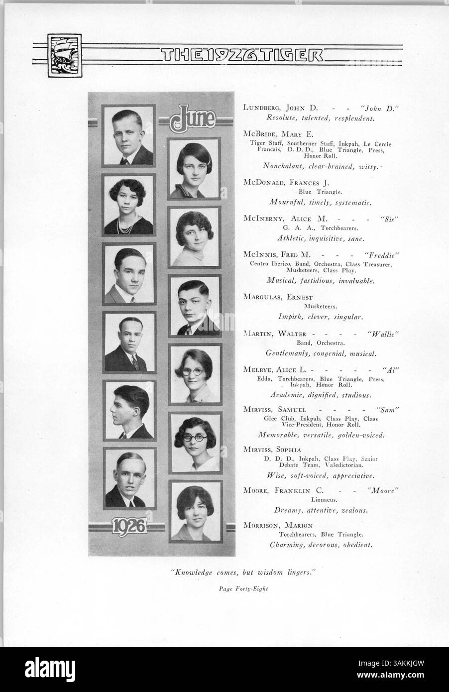 The 1926 'Tiger' yearbook from South High School documents the student ...