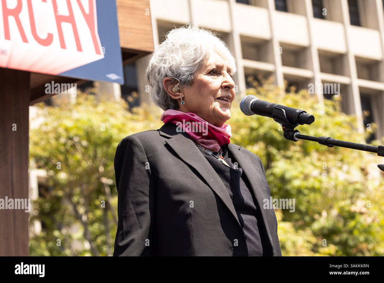 Los Angeles, USA. 12th Apr, 2025. Joan Baez singing at the Fighting the ...