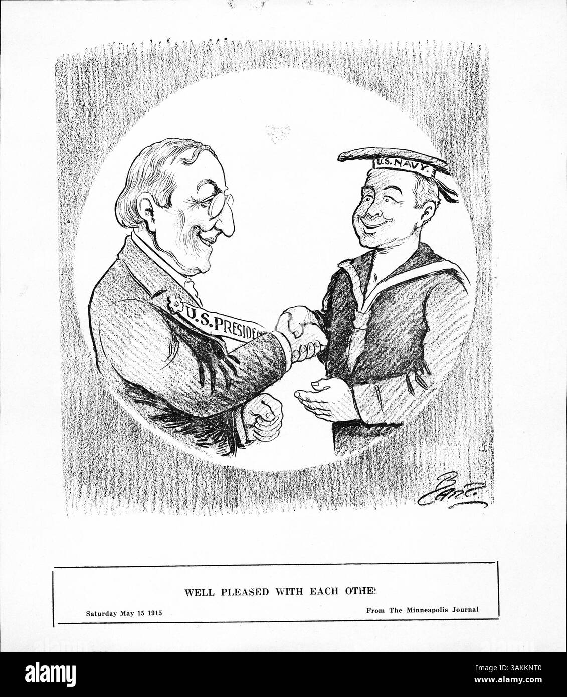 A historical photograph of President Wilson shaking hands with a U.S ...