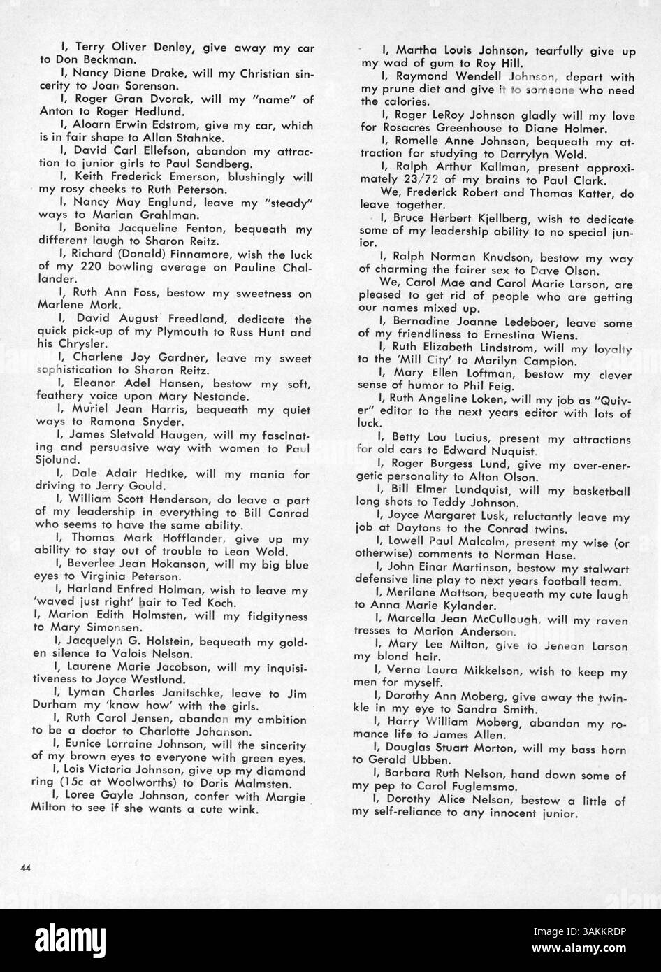 The 1952 Antler Yearbook from Minnehaha Academy documents the students ...