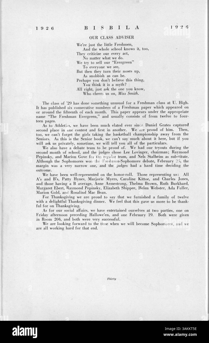 The 1926 Bisbila Yearbook documents University High School’s students ...