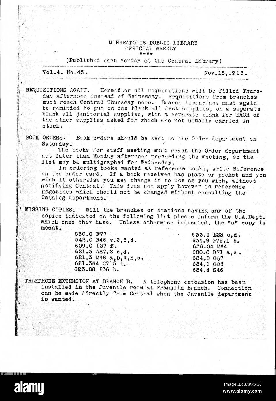 The 1915 Official Bulletin from the Minneapolis Public Library includes ...