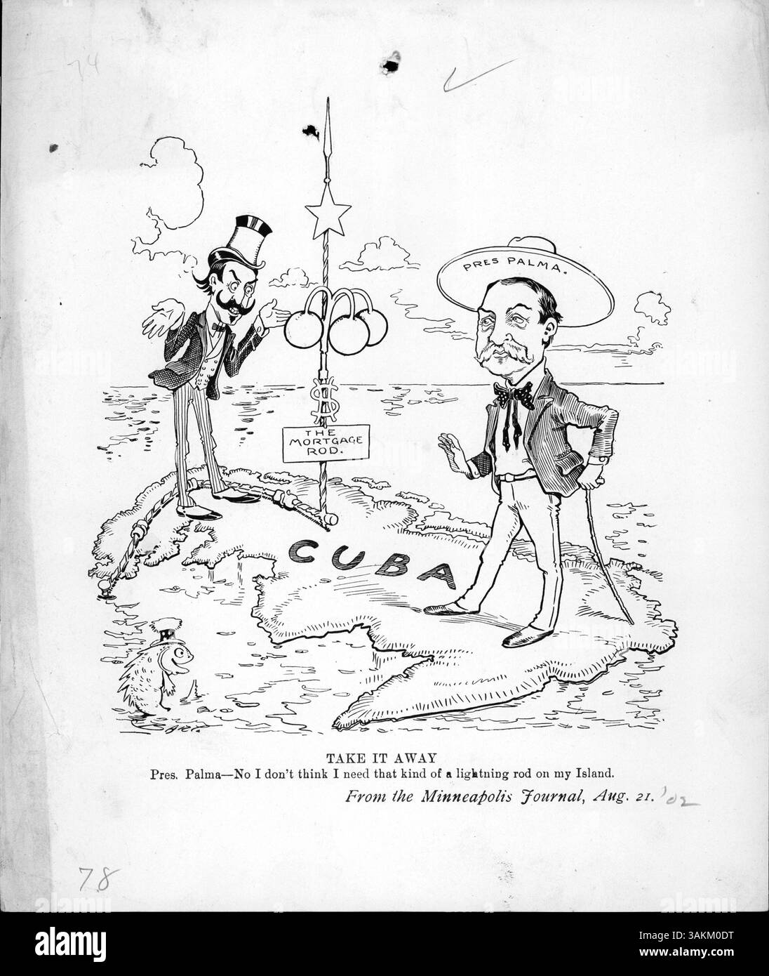 In this 1911 cartoon, President Palma of Cuba rejects an offer of a ...
