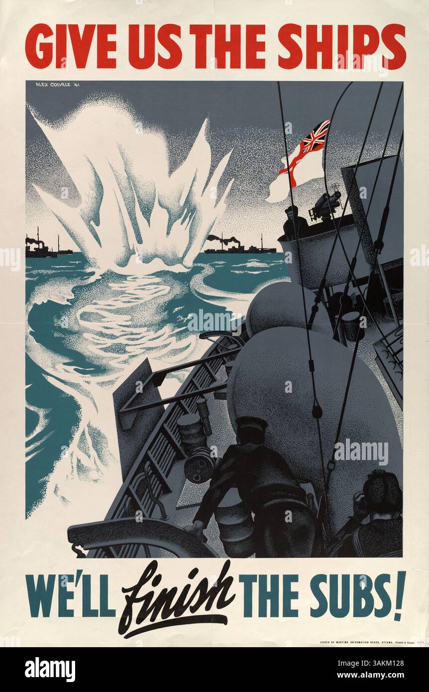 A Canadian ship defends a convoy during a depth charge explosion in ...