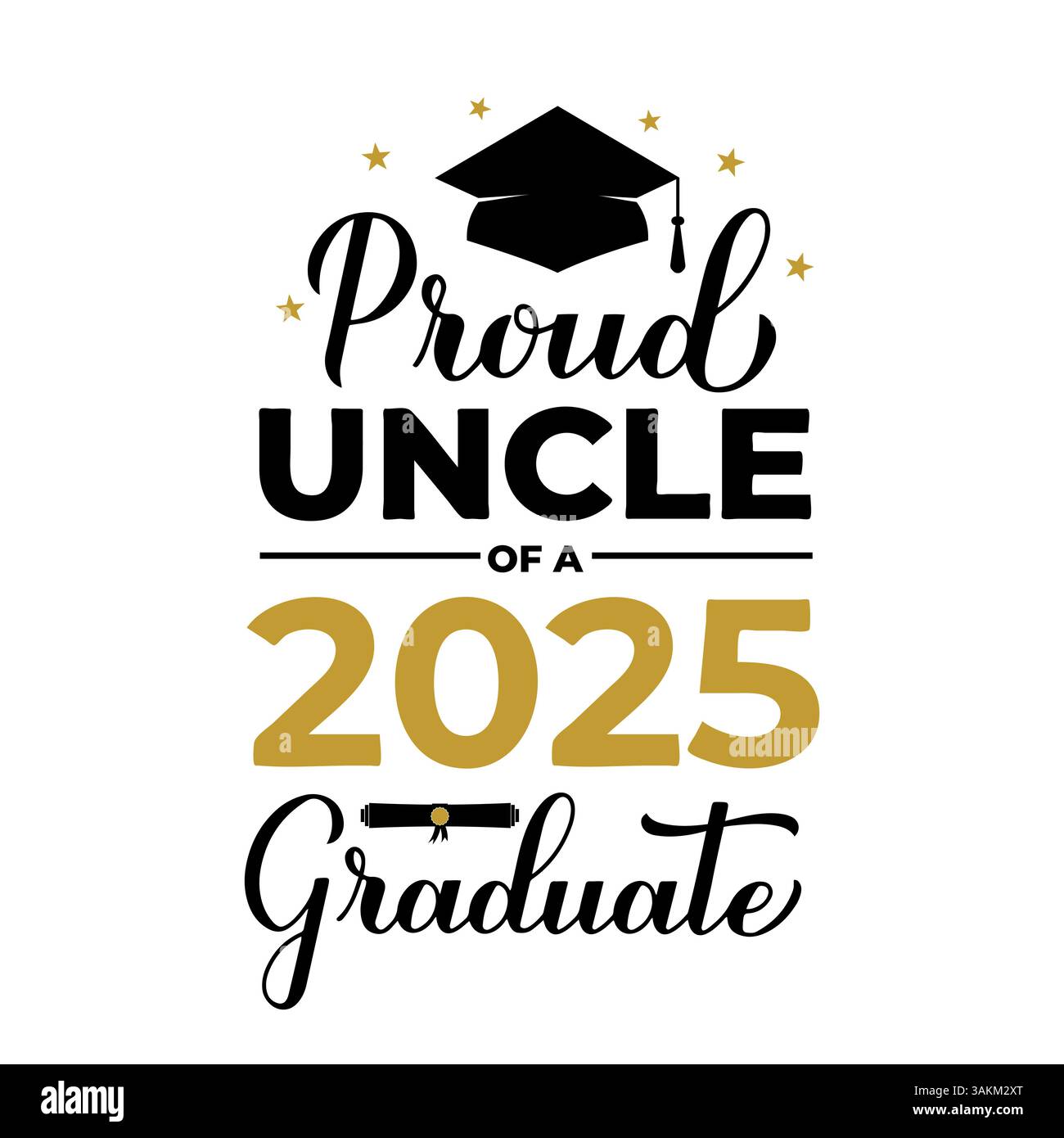 Proud uncle of a 2025 graduate lettering with graduation cap ...