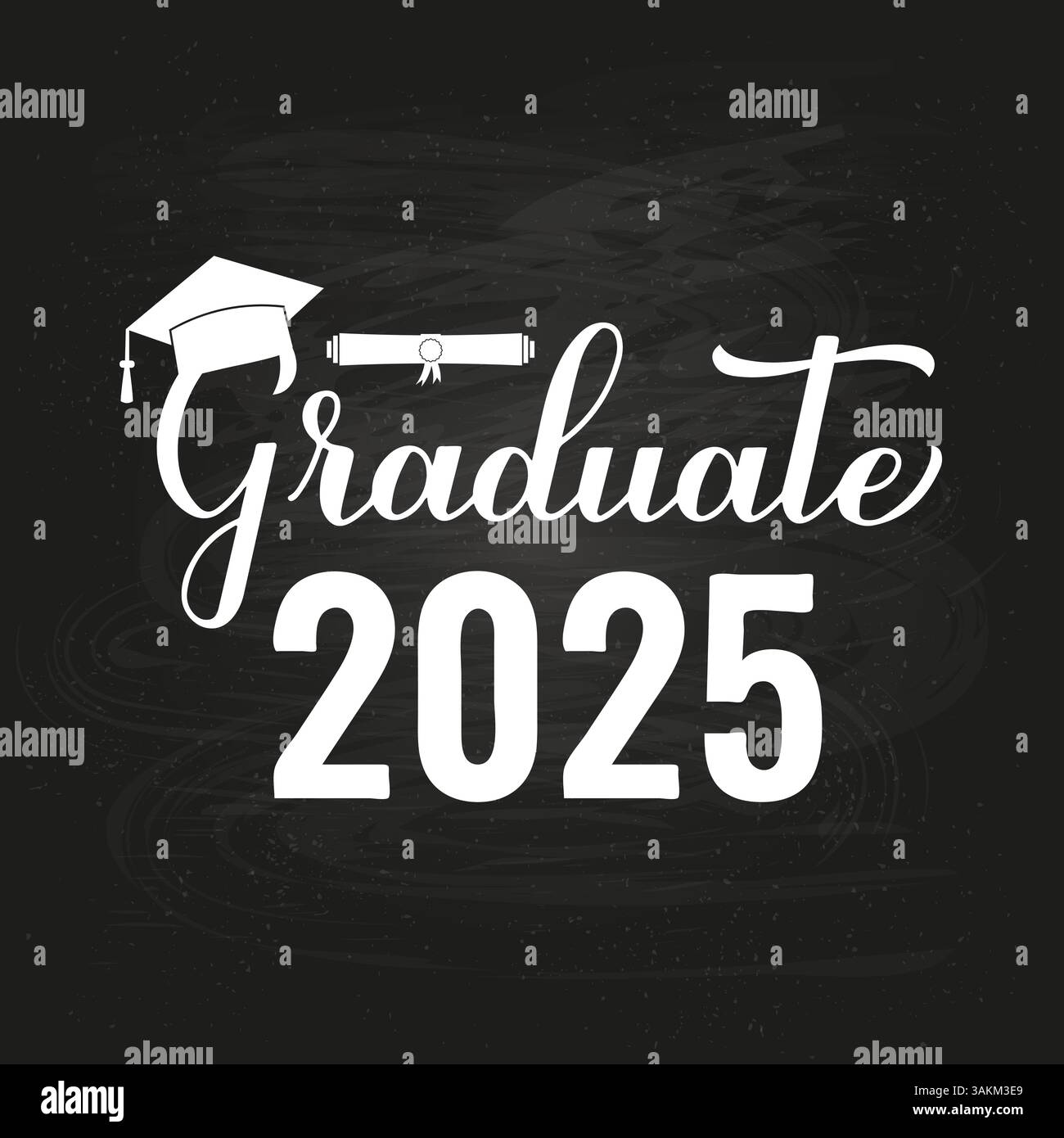 Graduate 2025 calligraphy lettering on chalkboard background ...