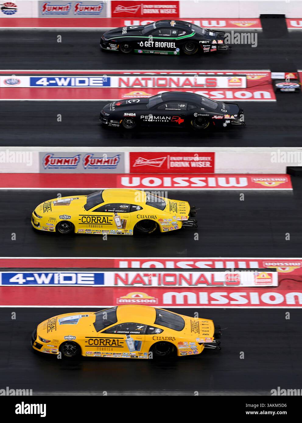 LAS VEGAS, NV - APRIL 12: Pro Stock drivers, from bottom, Cristian ...
