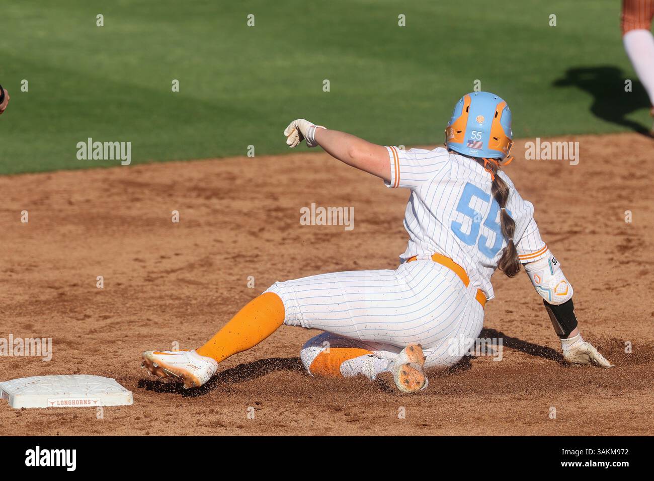 AUSTIN, TX - APRIL 12: Tennessee outfielder Gabby Leach (55) slides ...