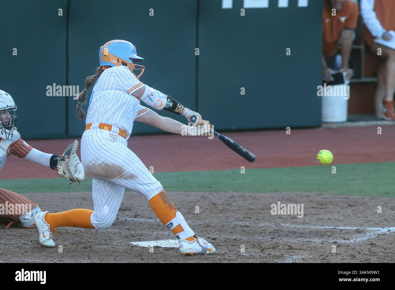 AUSTIN, TX - APRIL 12: Tennessee outfielder Gabby Leach (55) hits an ...
