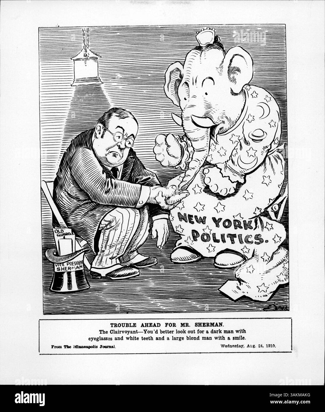 The illustration 'Trouble Ahead For Mr. Sherman' depicts a satirical ...