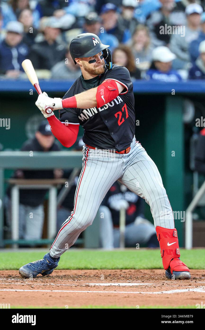 Kansas City, MO, USA. 8th Apr, 2025. Minnesota Twins catcher Ryan ...