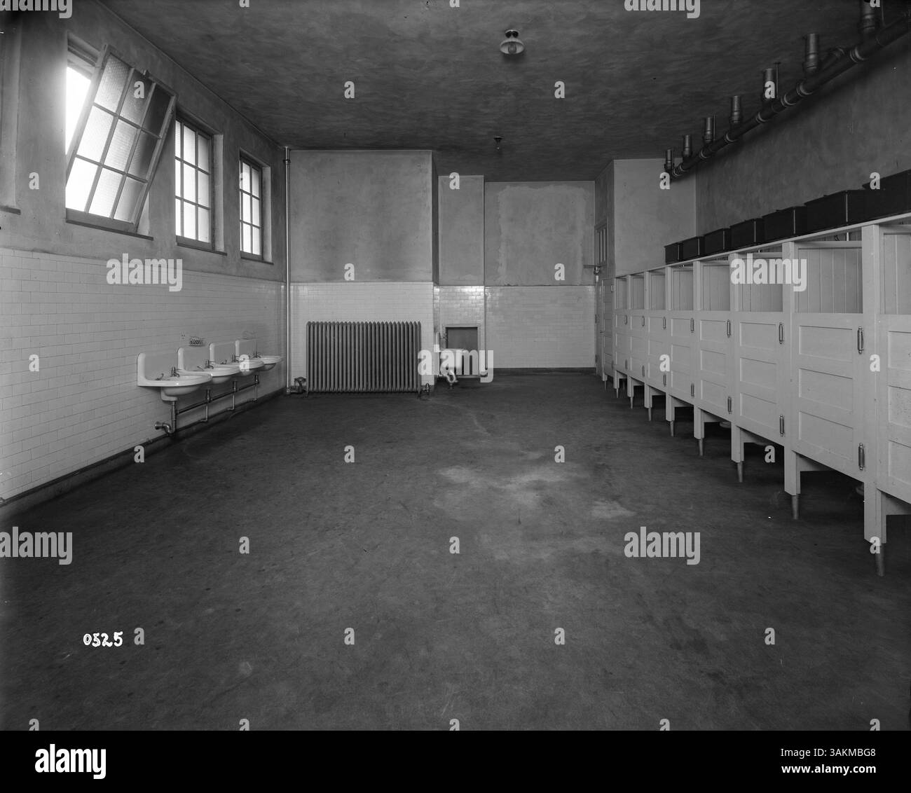 Interior view of the girls' restroom at Bancroft School, located on the ...