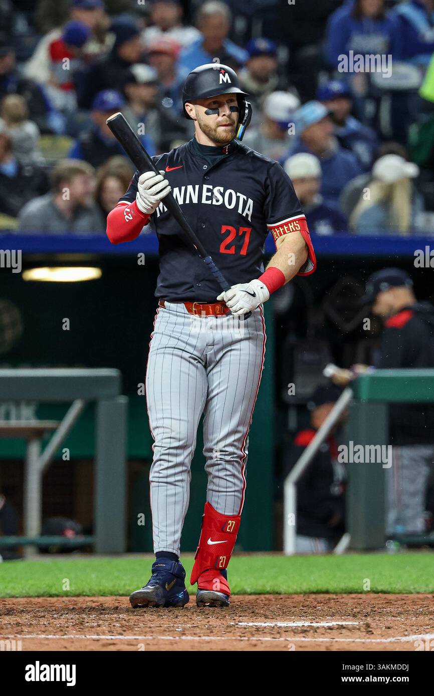 Kansas City, MO, USA. 8th Apr, 2025. Minnesota Twins catcher Ryan ...