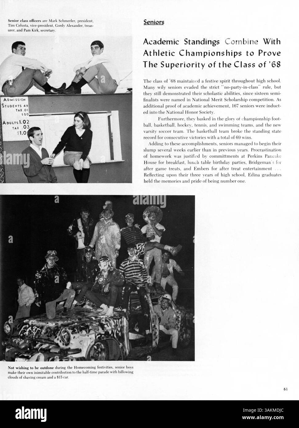 The 1968 Edina High School yearbook, Whigrean 68, provides a visual ...