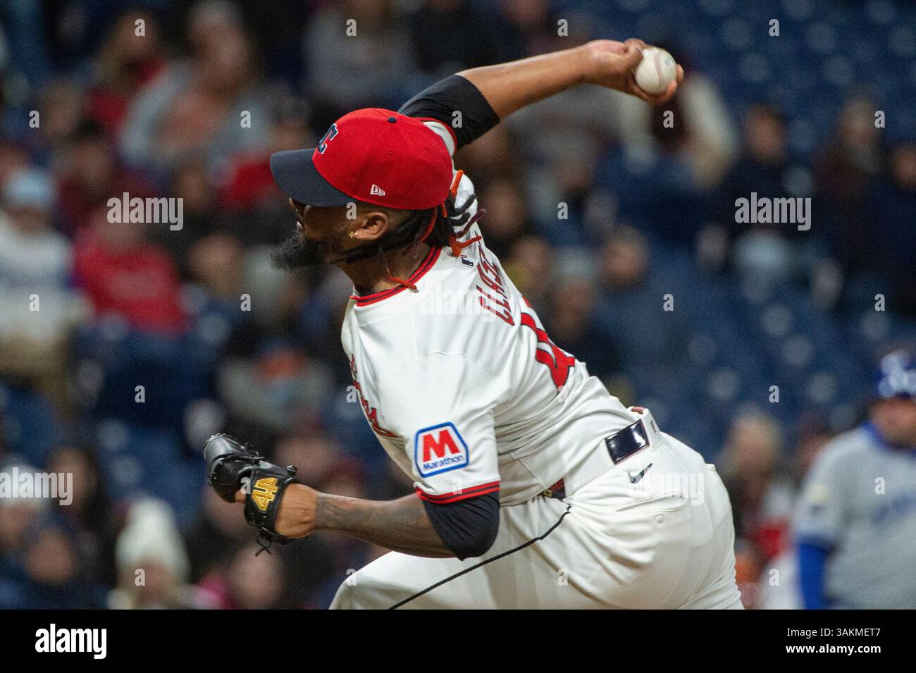Cleveland Guardians relief pitcher Emmanuel Clase delivers during the ...