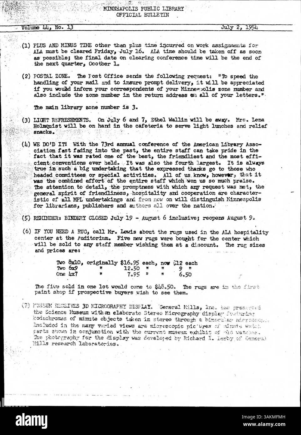 The 1954 edition of the Minneapolis Public Library Official Bulletin ...