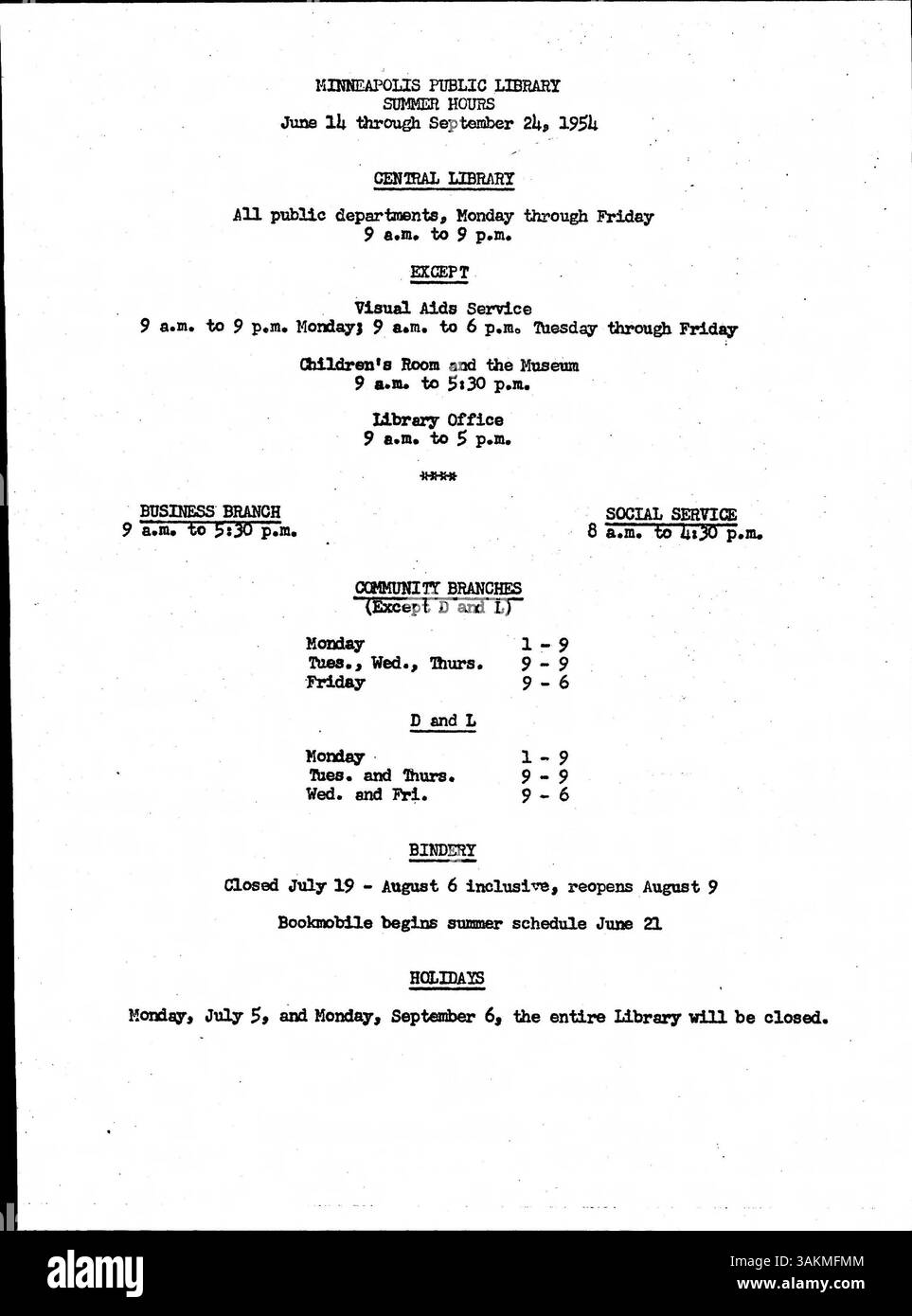 The 1954 Minneapolis Public Library bulletin features weekly updates ...
