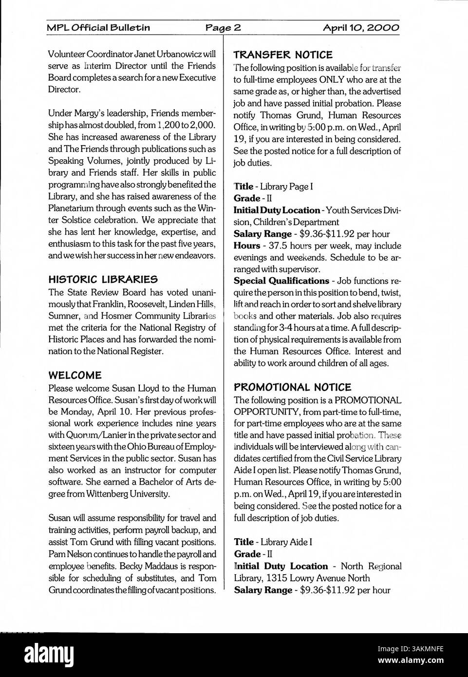 The Minneapolis Public Library Official Bulletin for 2000 provides ...