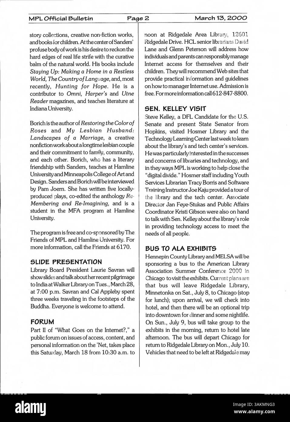 This weekly Minneapolis Public Library Official Bulletin from 2000 is ...