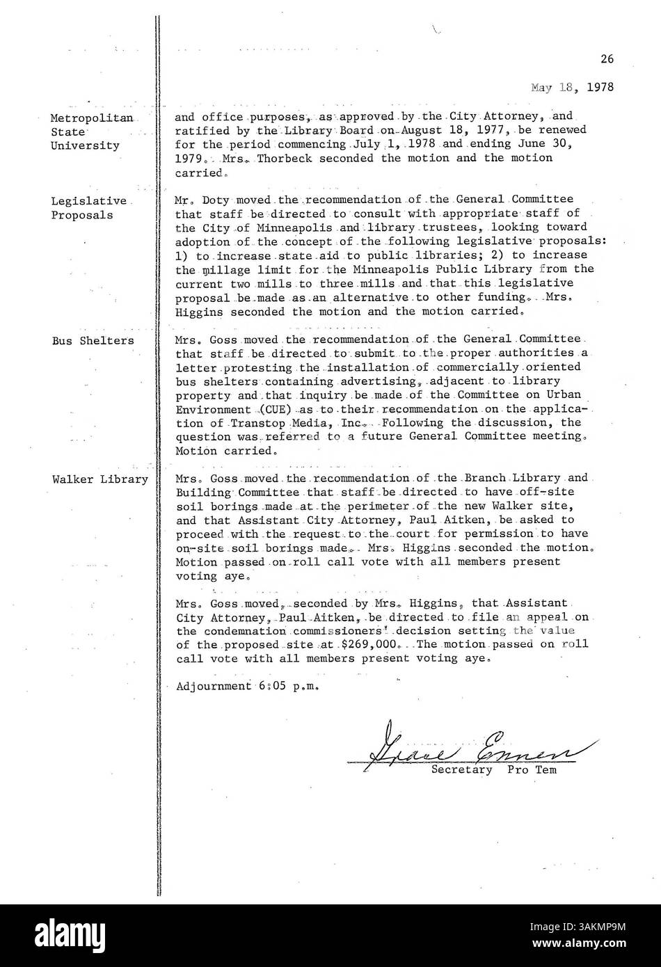 Official meeting minutes from the 1978 sessions of the Minneapolis ...