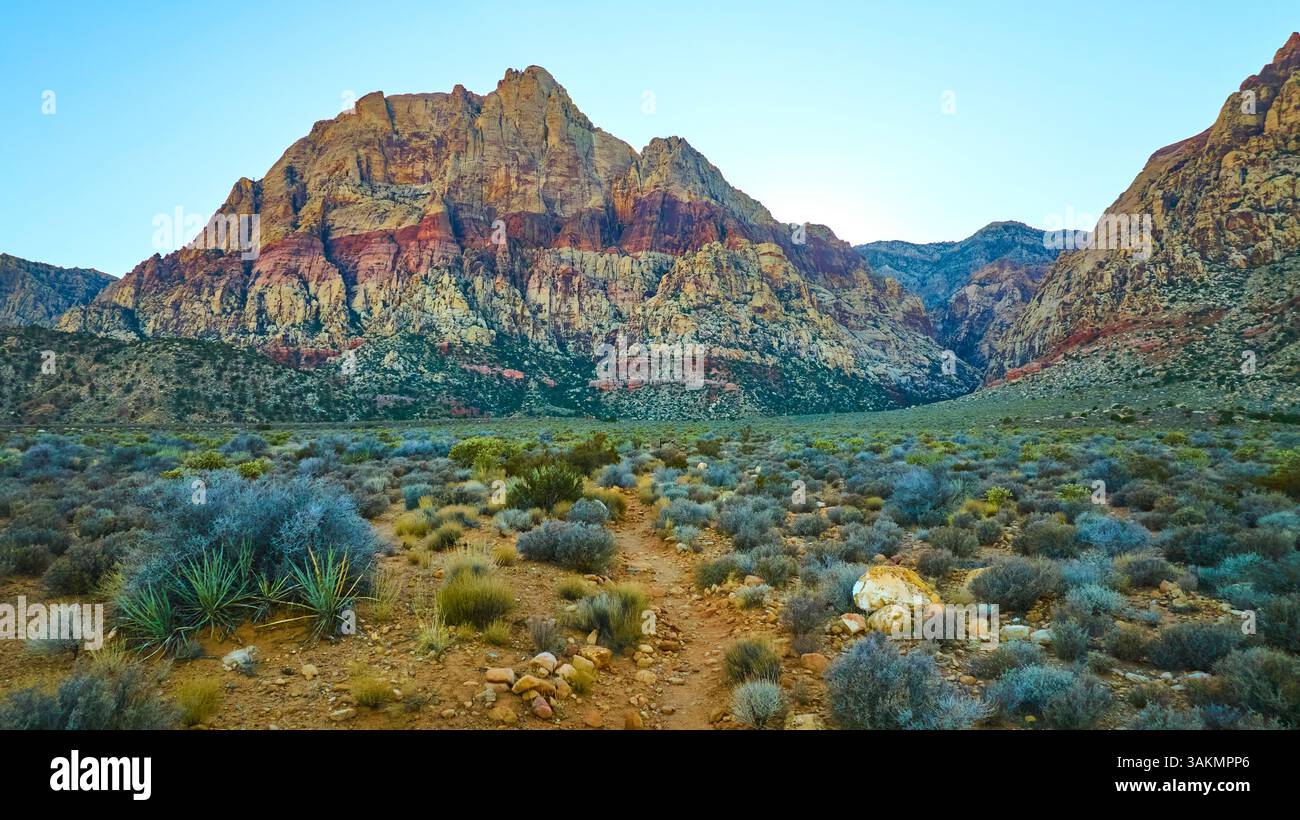 Aerial of Red Rock Canyon Cliffs and Desert Pathway Stock Photo - Alamy