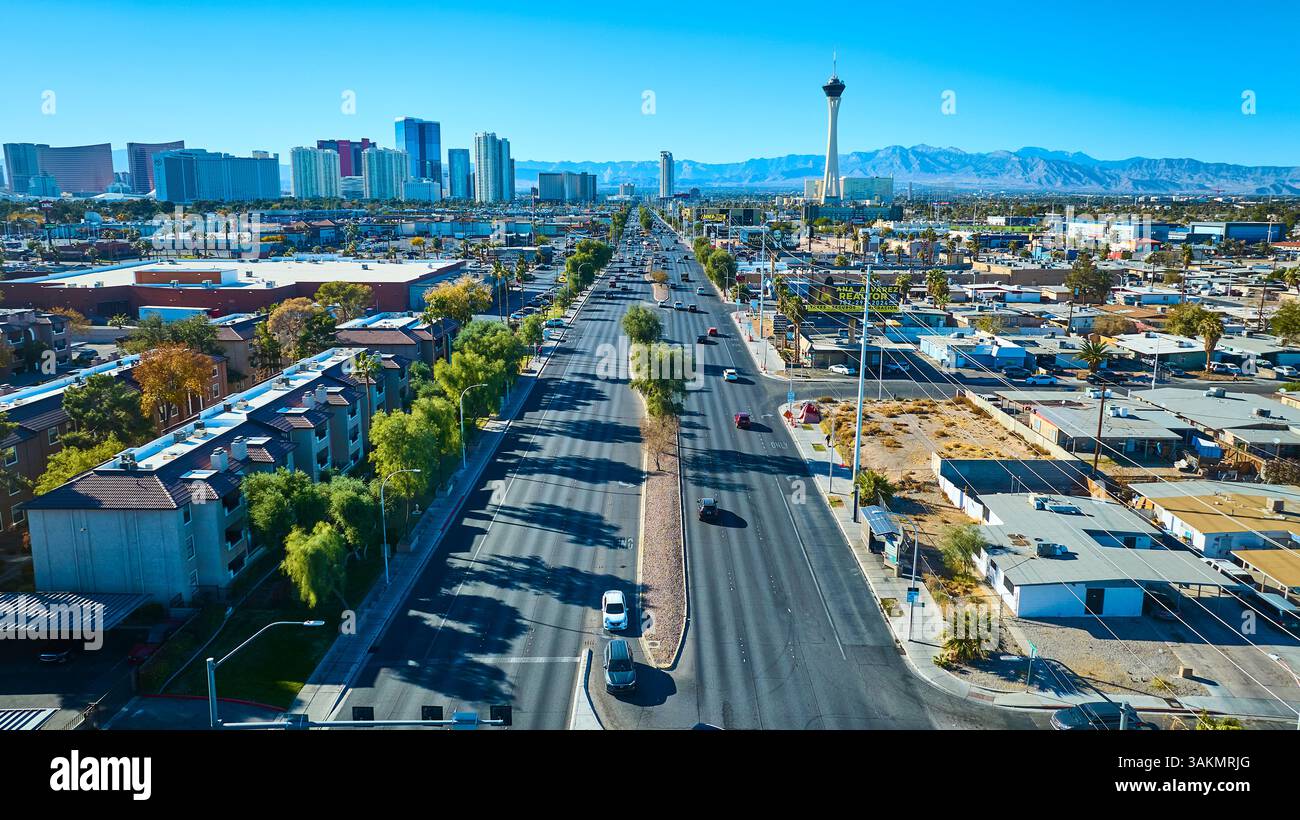 Aerial Las Vegas Skyline and Stratosphere Tower Midday View Stock Photo ...