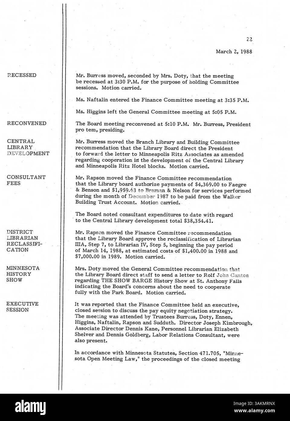 Official meeting minutes of the Minneapolis Public Library Board of ...