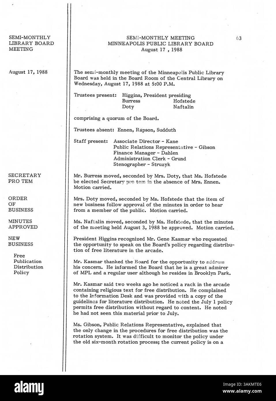 1988 meeting minutes from Black and White Stock Photos & Images - Alamy