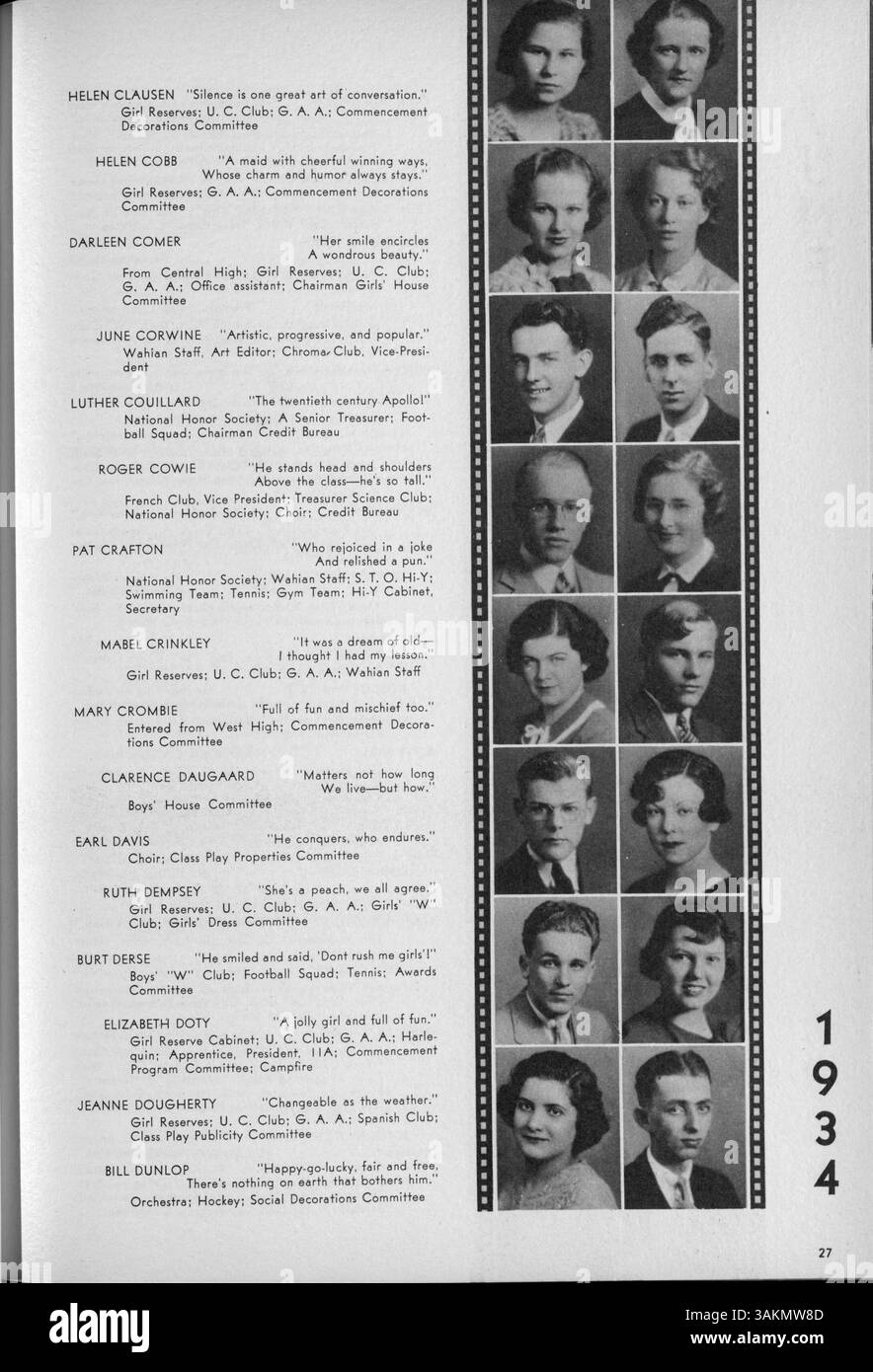 The 'Wahian' yearbook of 1934 from Washburn High School features a ...