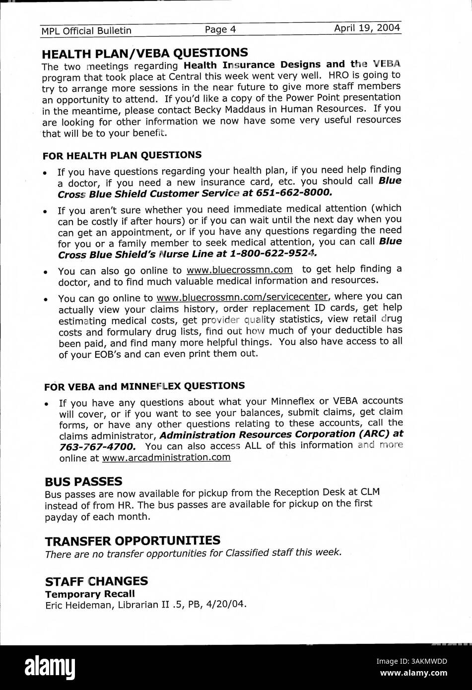 The 2004 Minneapolis Public Library Official Bulletin serves as a ...