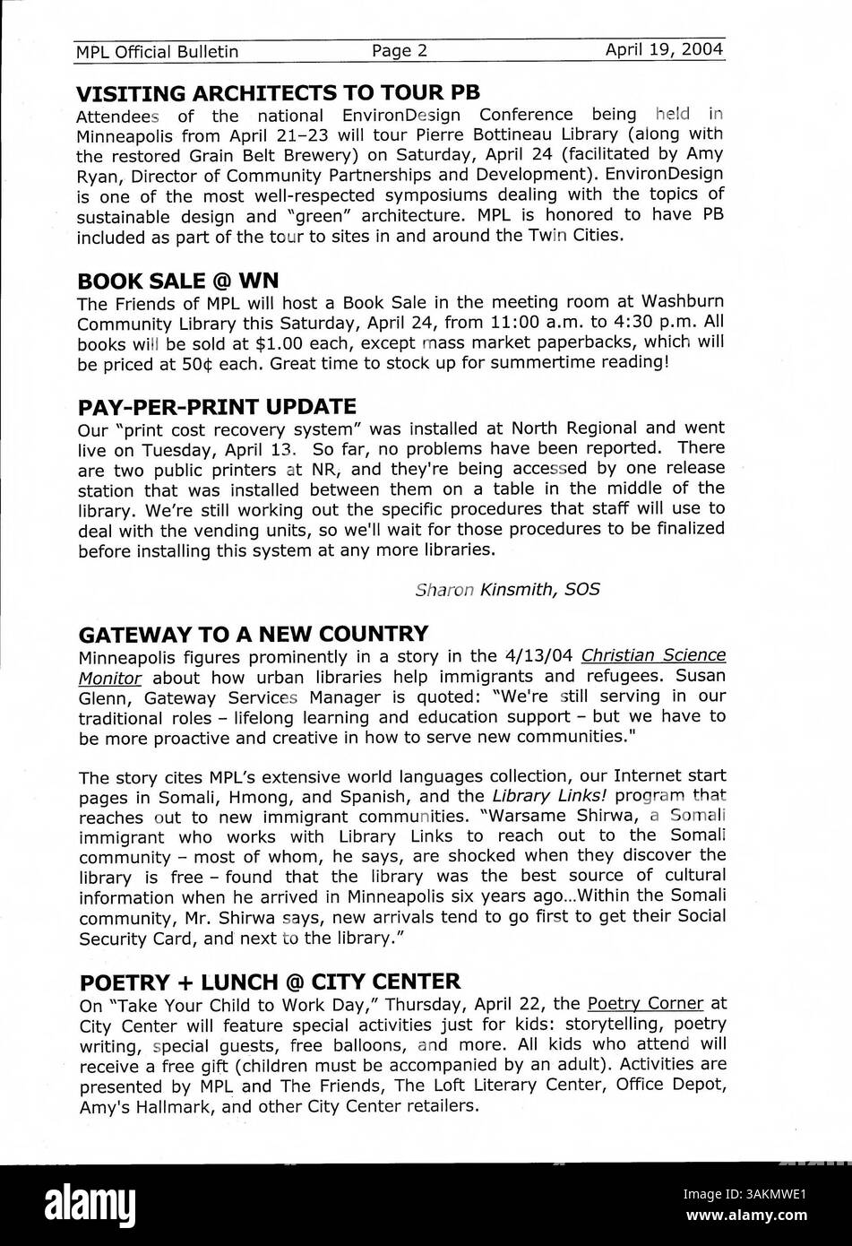 This 2004 edition of the Minneapolis Public Library Official Bulletin ...