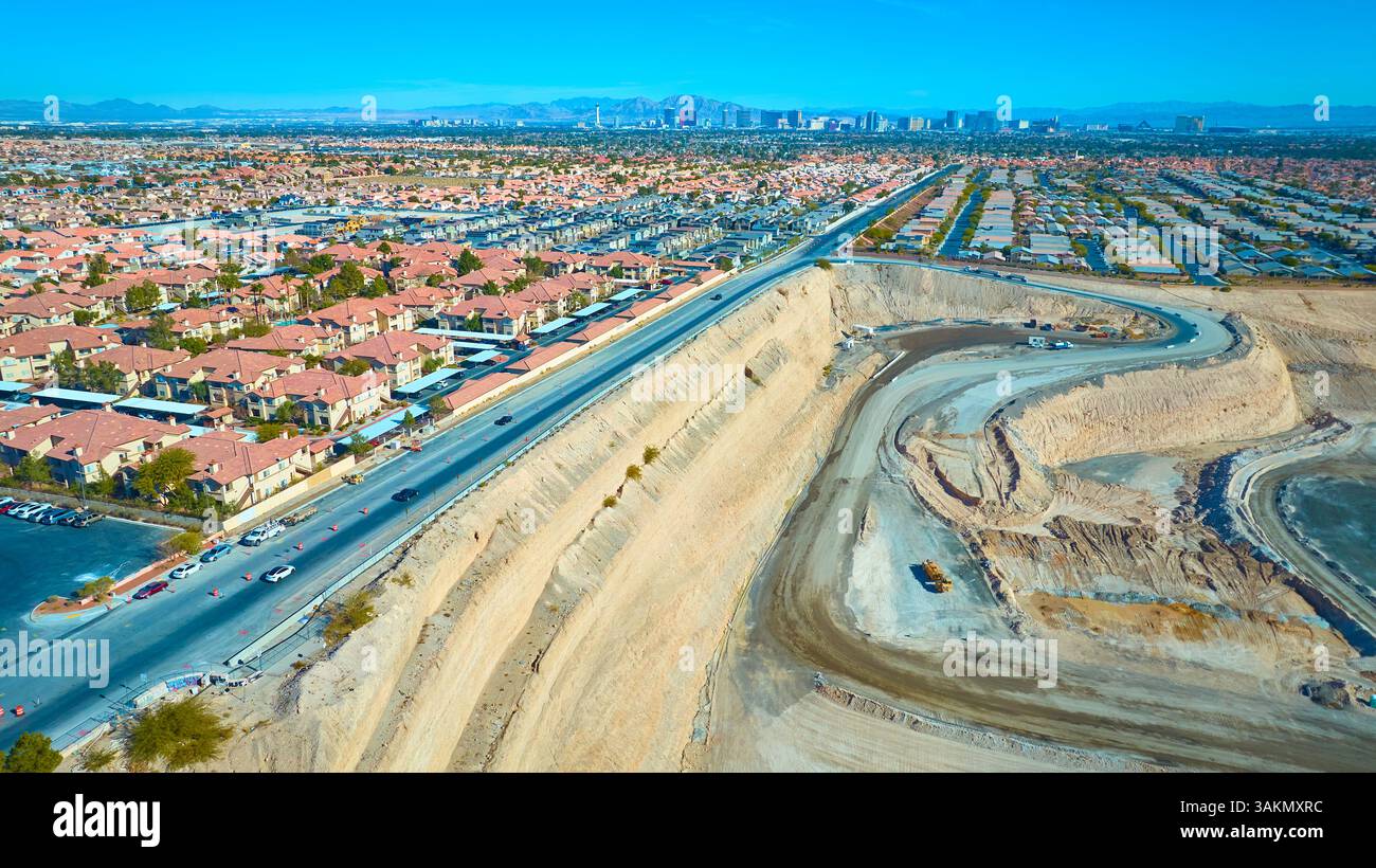 Aerial of Las Vegas Suburb and Construction Site Expansion Stock Photo ...